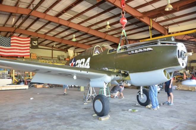 P-40B wing mating at American Aero Services – Florida Warbirds